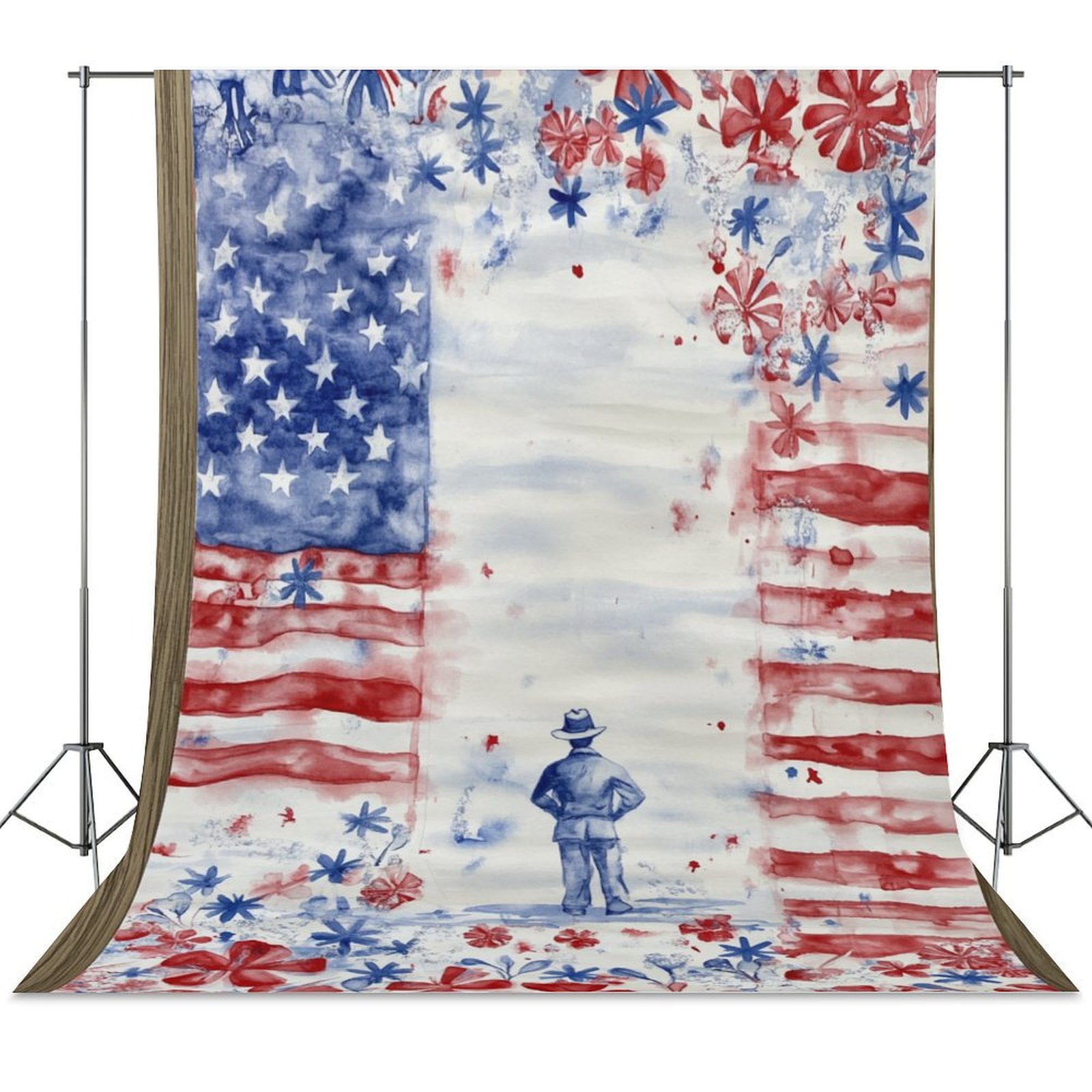 4th of July Spring Wall Backdrop Background Floral Backdrops 5x7FT ...