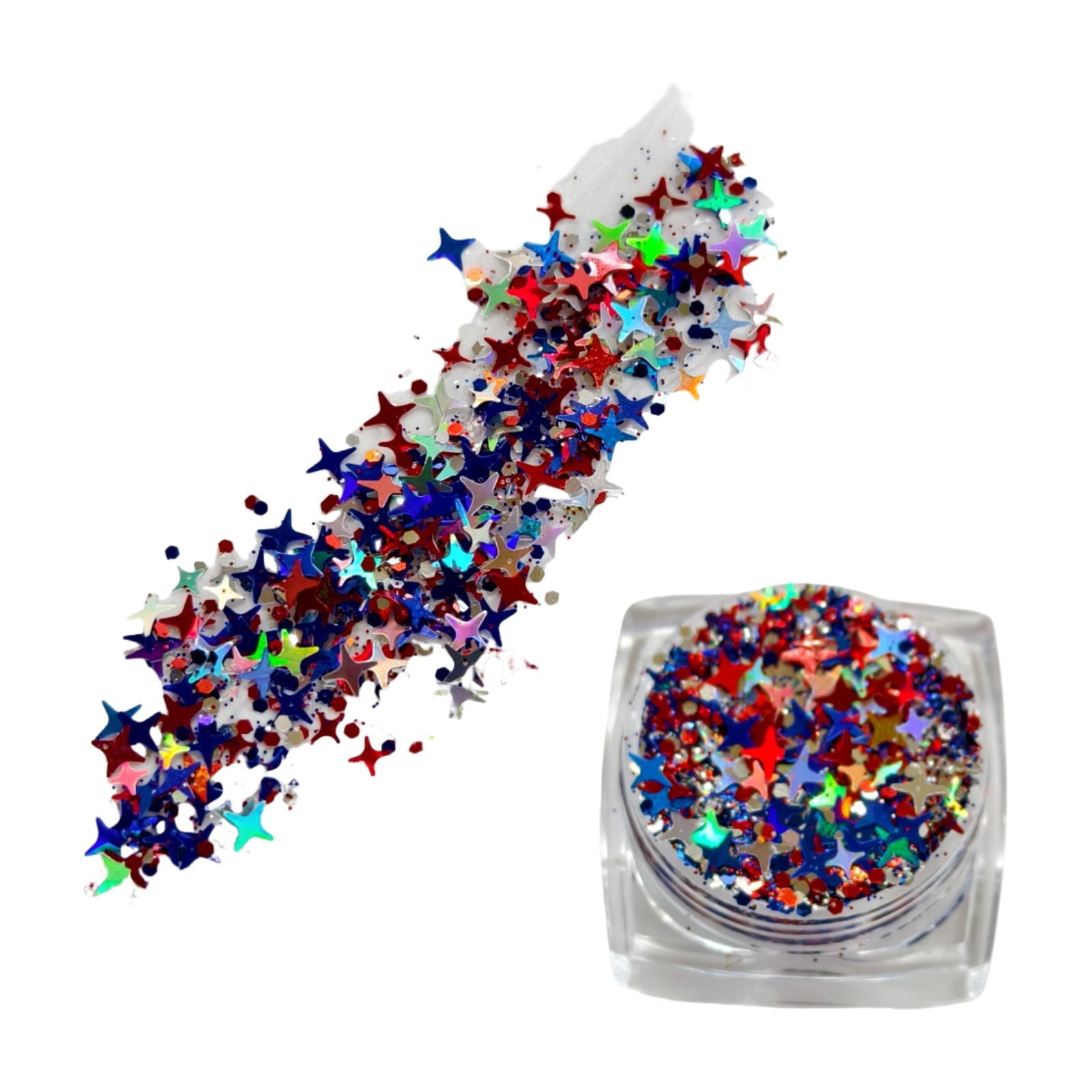 4th of July Star Glitter Sequins, Mixed Patriotic Nail Art Decals for ...