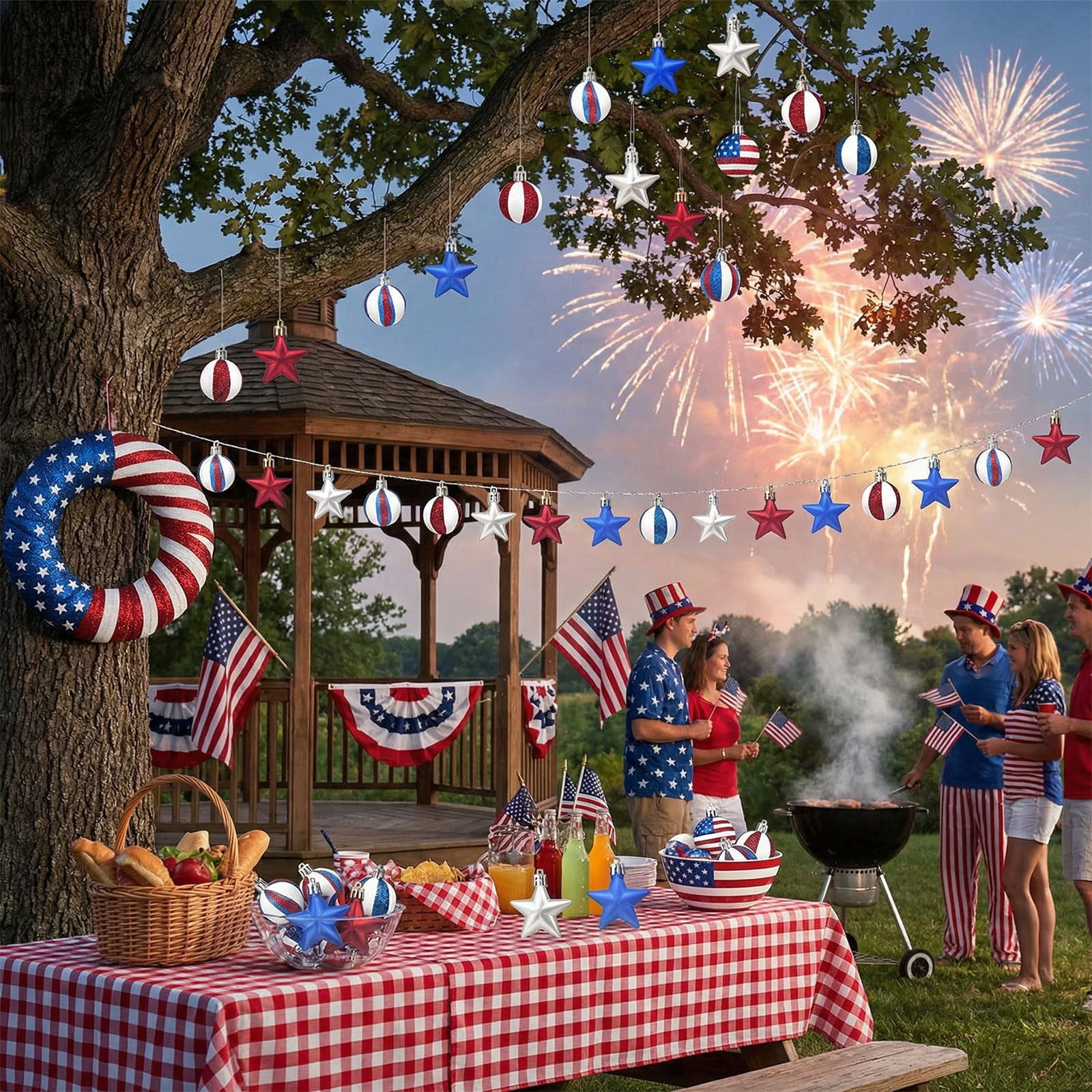 4th of July Star Ornaments 18 Pack, Patriotic Independence Day ...