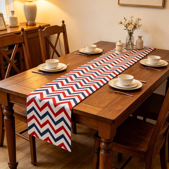 4th of July Star Table Runner for Patio & Garden, Polyester ...