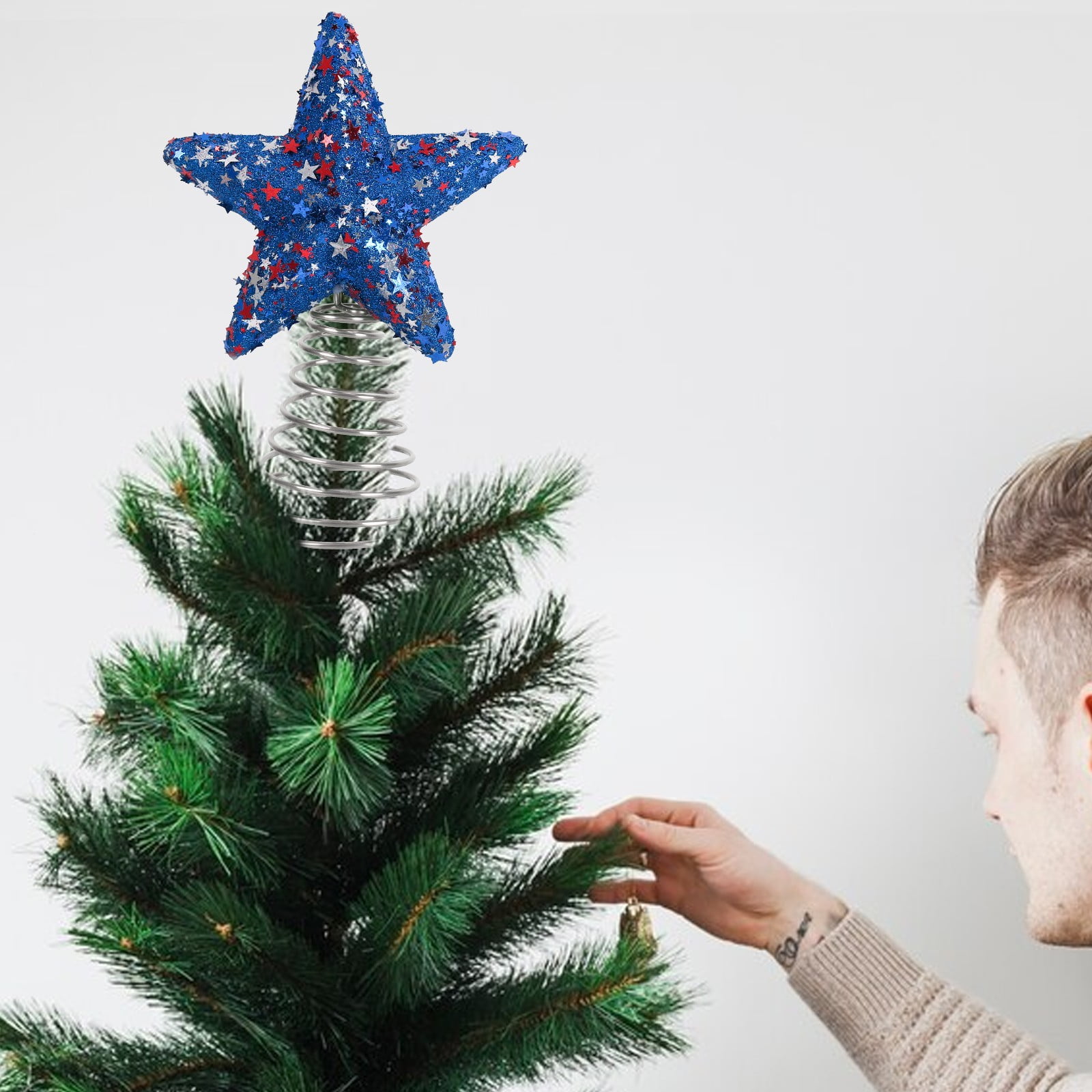 4th of July Star Tree Topper,Patriotic Star Tree Topper Decoration ...