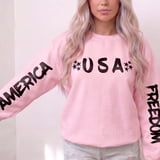 4th of July Streetwear USA TShirt with Sleeve Print America Freedom ...