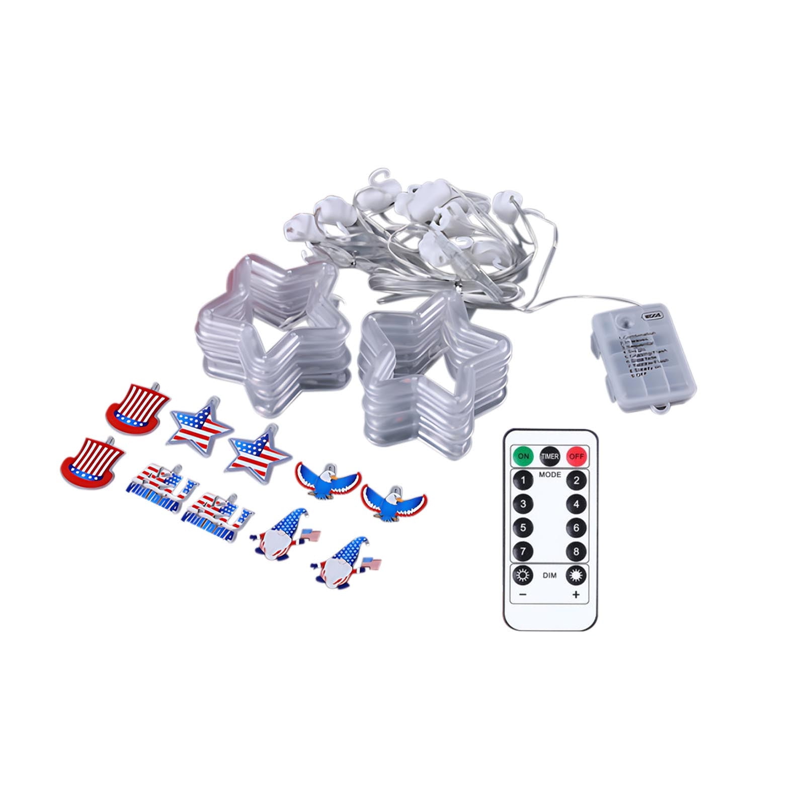 4th of July String Lights Battery Powered Patriotic Decorations LEDs ...