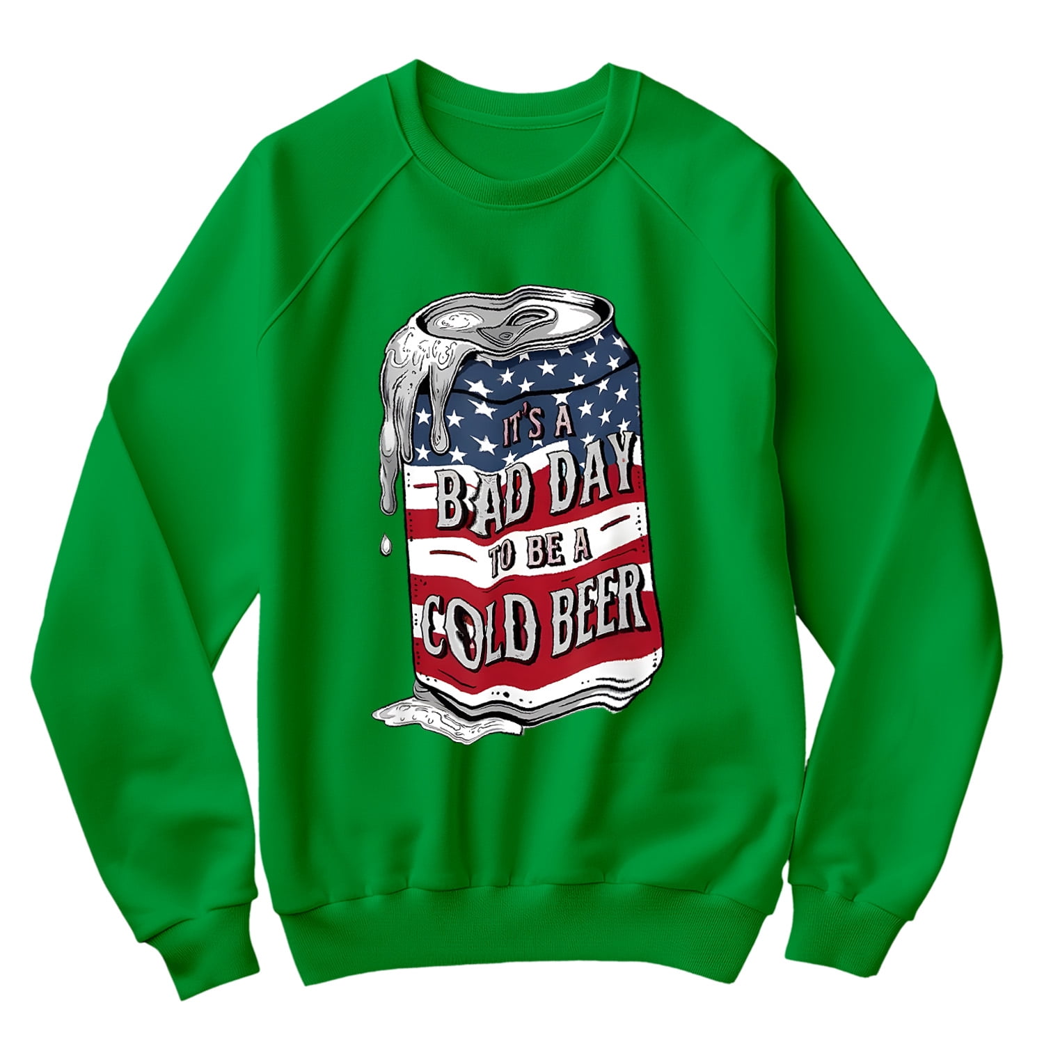 4th of July Sweatshirt - Funny USA Flag Beer Can Graphic “Bad Day to Be ...