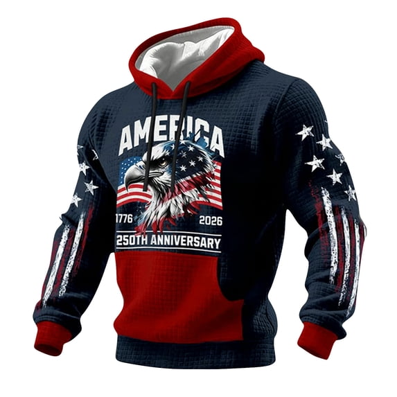4th of July Sweatshirt Men 250 Anniversary USA Flag Print Hoodie Casual ...