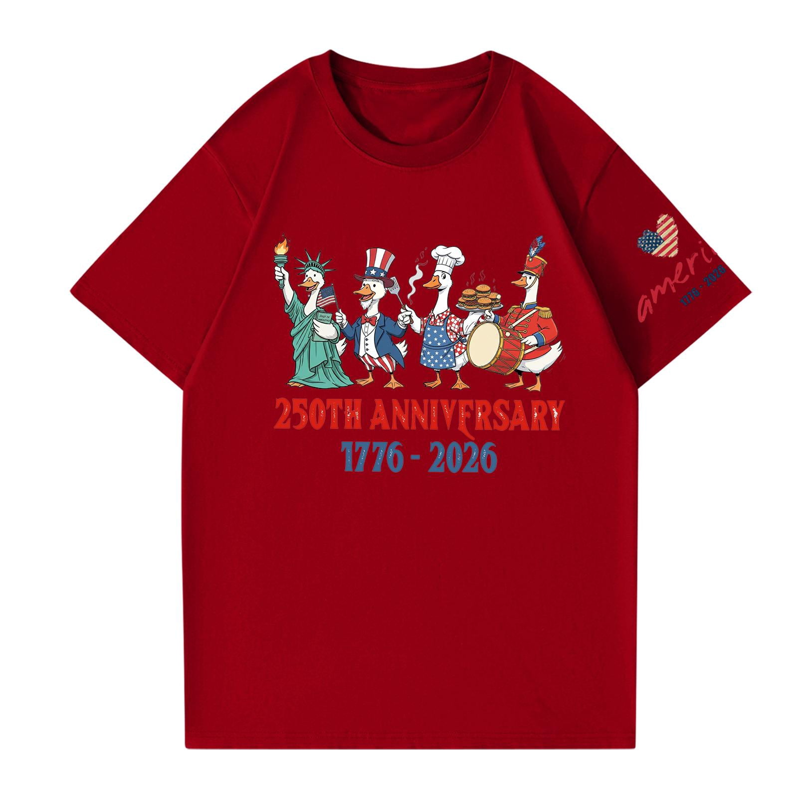 4th of July T-Shirts for Women Cute Goose Print - 250th Anniversary ...