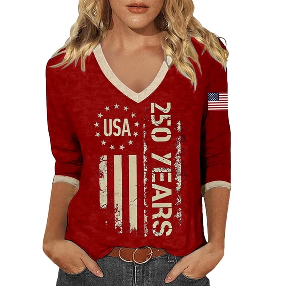 4th of July T-Shirts for Women's 250th Anniversary Patriotic Graphic ...