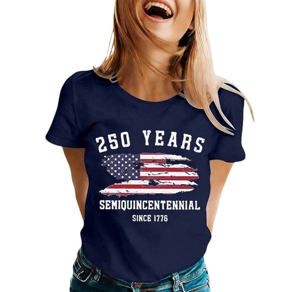 4th of July T-Shirts for Women's 250th Anniversary Patriotic Graphic T ...