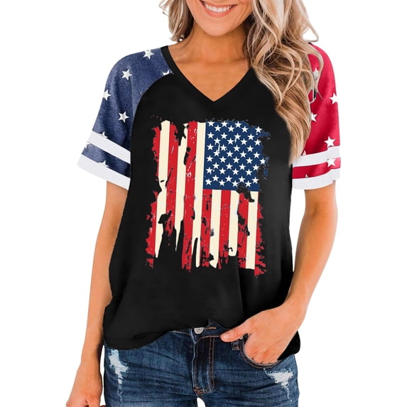 4th of July T-Shirts for Women's Independence Day Patriotic Graphic ...