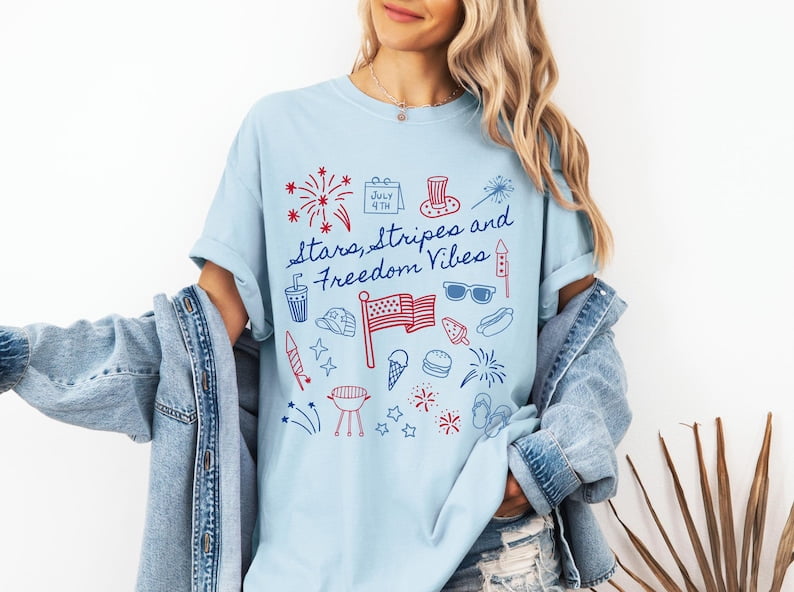 4th of July T-shirt Women, Fourth of July T-shirt, Independence Day T ...