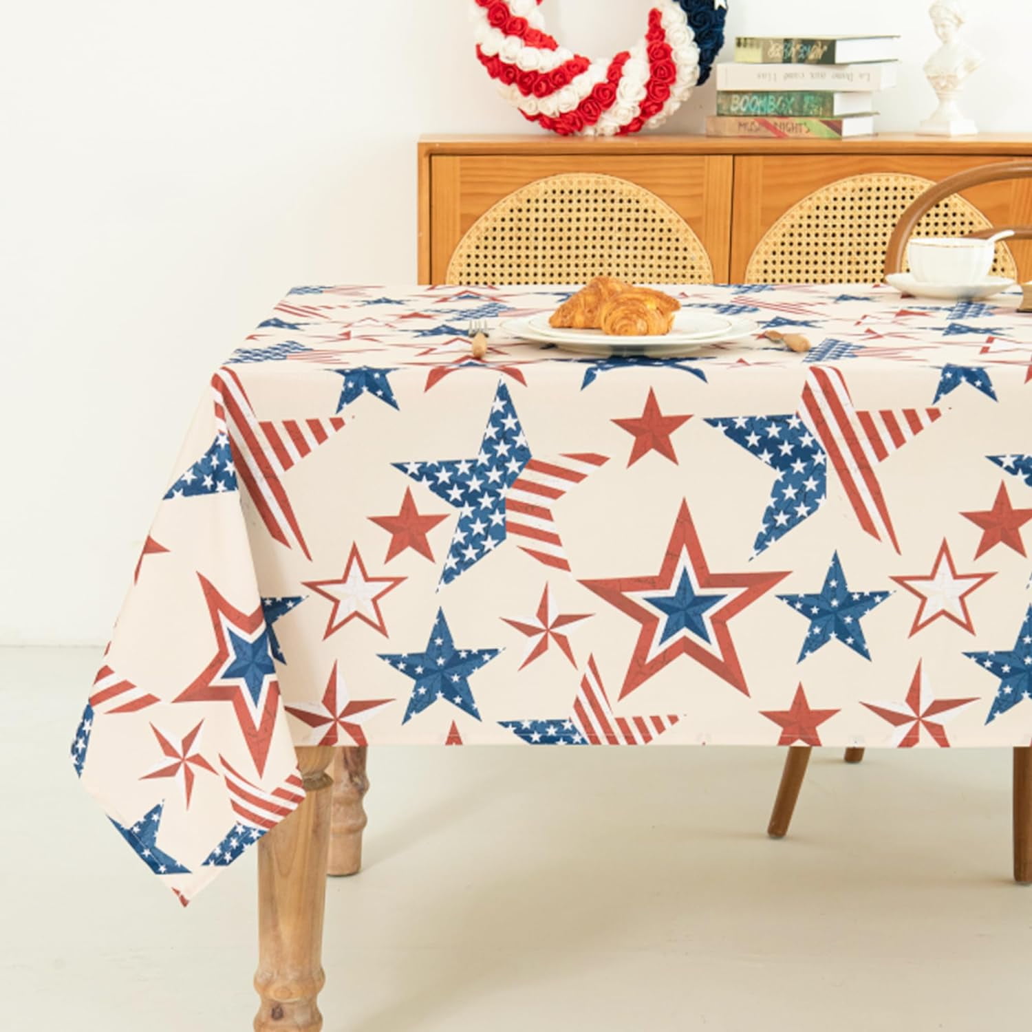 4th of July Table Cloth American Flag Star Tablecloth 84 inch ...
