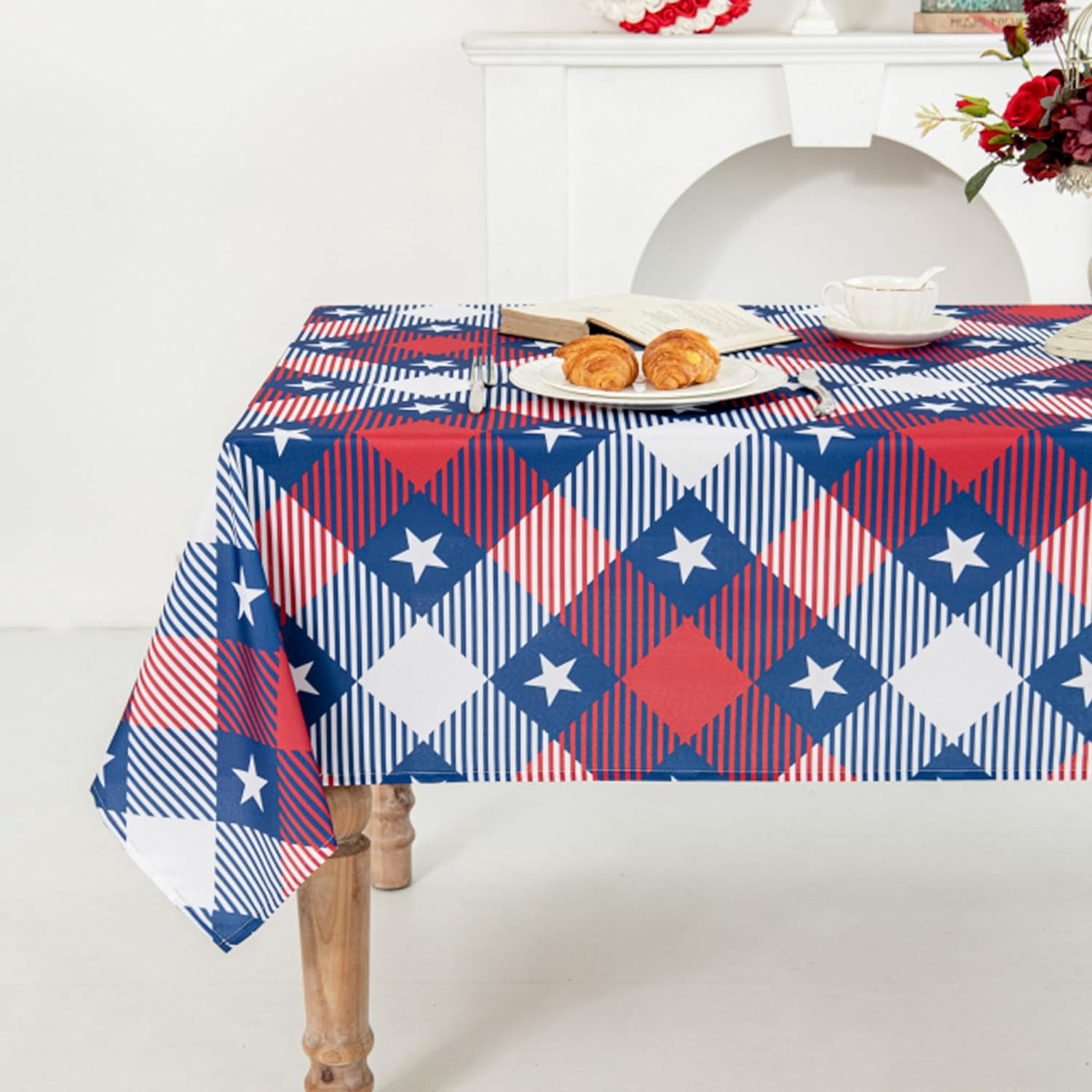 4th of July Table Cloth American Flag Tablecloth 84 inches- Patriotic ...