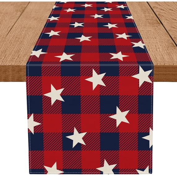 4th of July Table Runner Buffalo Plaid Star Butterfly Memorial Day ...