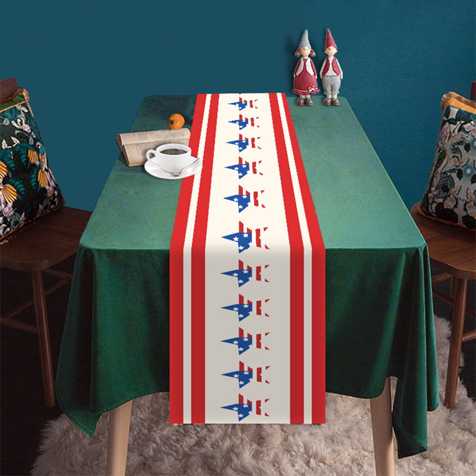 4th of July Table Runner Guopo Independence Day Table Flag Patriotic ...