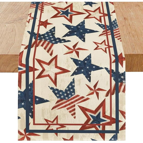 4th of July Table Runner Stars Independence Day Patriotic Table ...