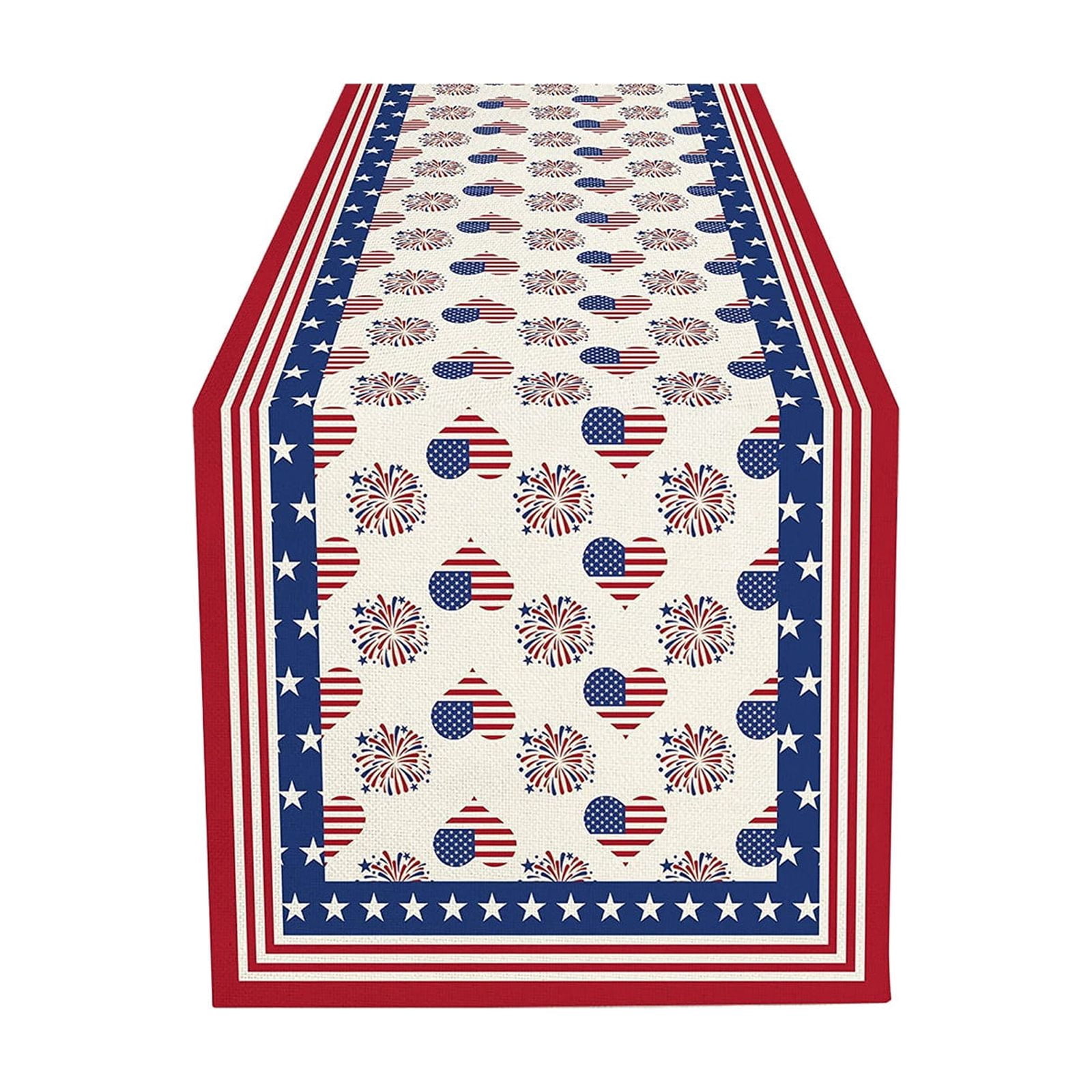 4th of July Table Runner, USA Patriotic Decorations, Rectangular ...
