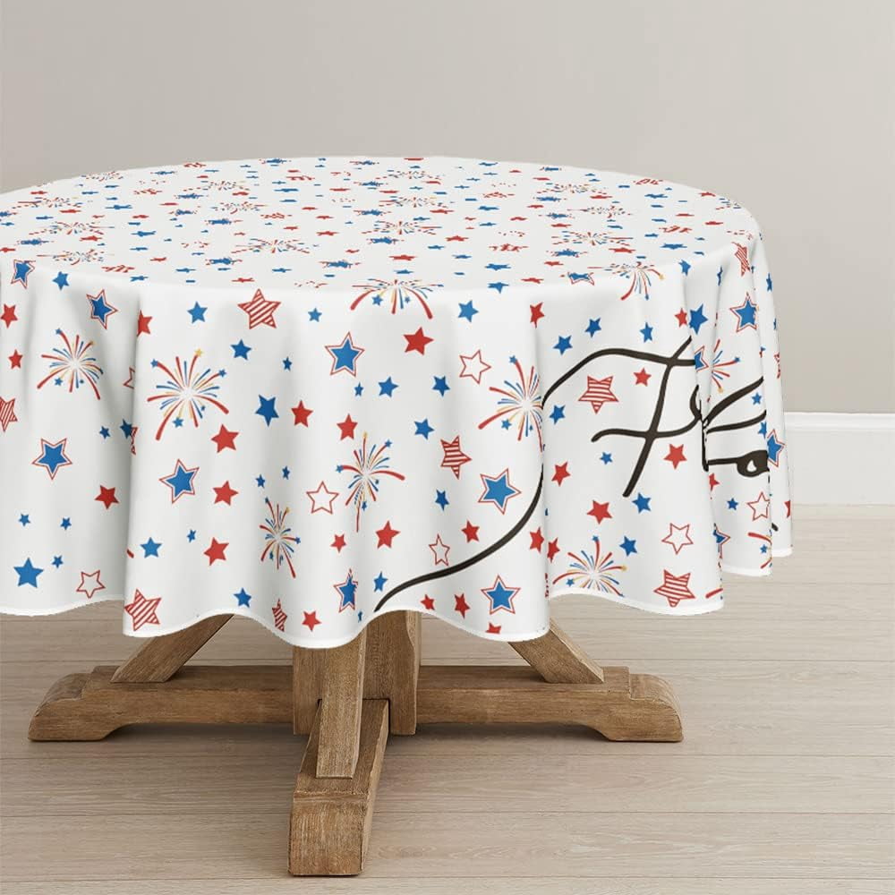 4th of July Tablecloth 60x60 Inch Round, Patriotic Fireworks Freedom ...