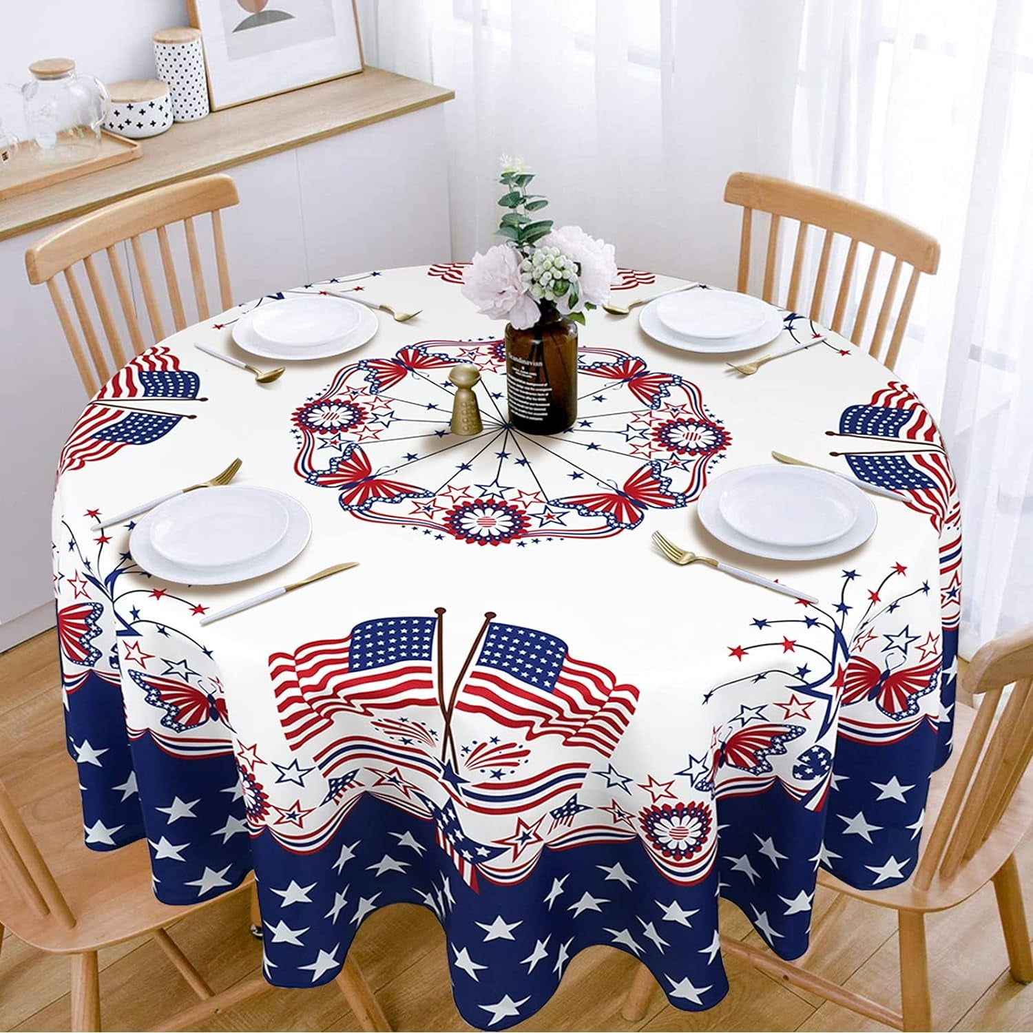 4th of July Tablecloth 60x60 Memorial Day Patriotic Table Cloths ...