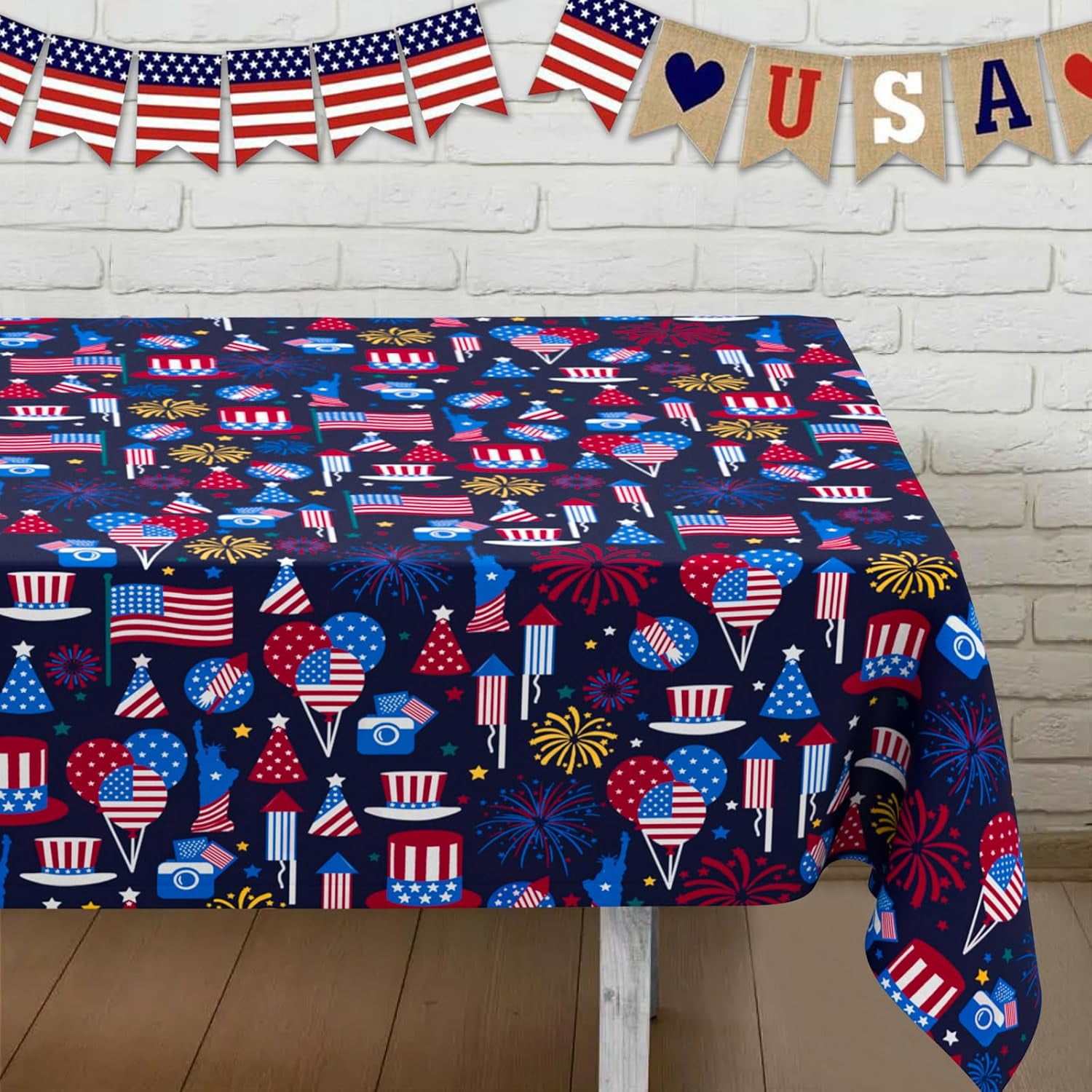 4th of July Tablecloth Memorial Day Patriotic American Flag Table ...