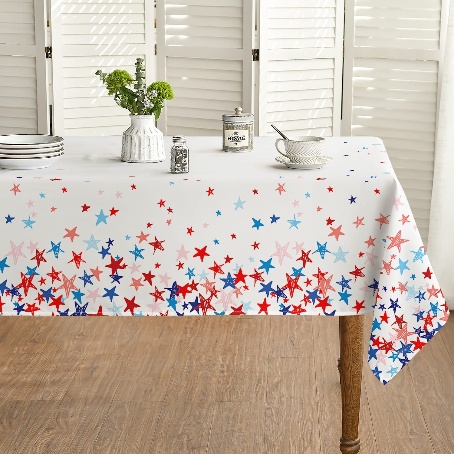4th of July Tablecloth Patriotic Pure Tricolor Stars Independence Day ...