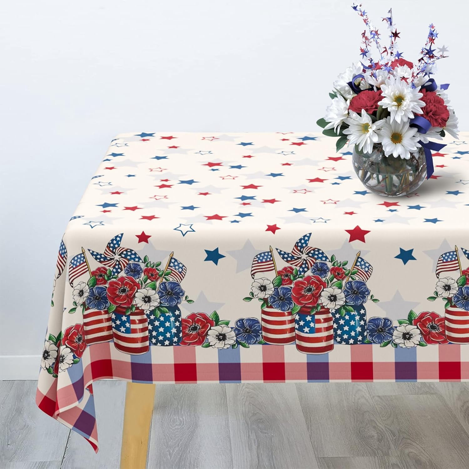 4th of July Tablecloth Waterproof Patriotic Table Cloths for Memorial ...