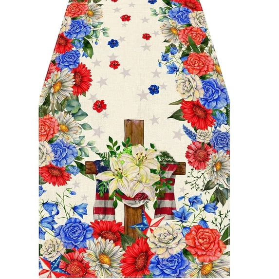 4th of July Tablecloth and Runner Set, Patriotic Independence Day Table ...