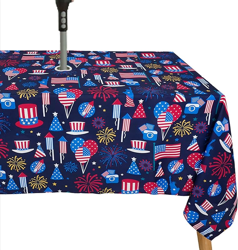 4th of July Tablecloth with Umbrella Hole 60 Patriotic Table Cloths ...