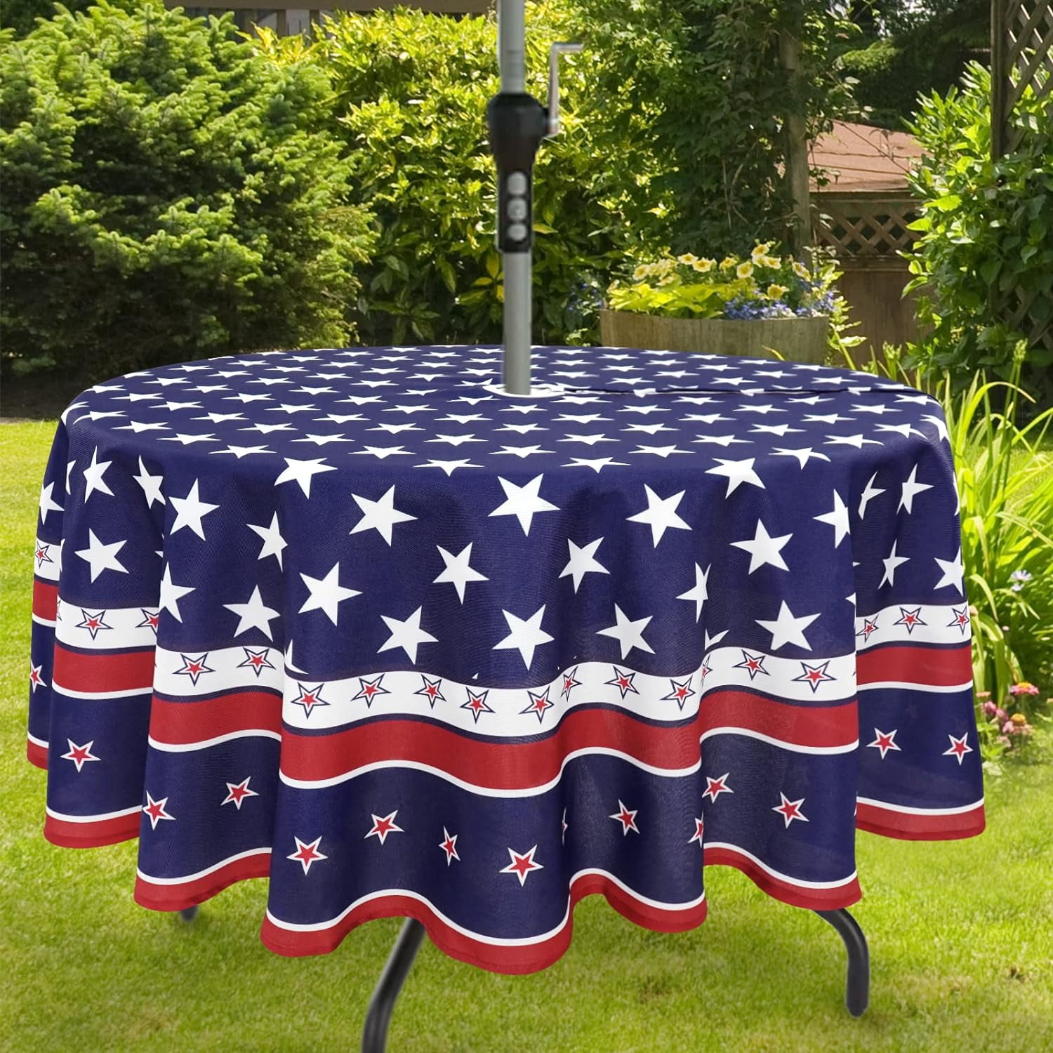 4th of July Tablecloth with Umbrella Hole 60x60 Patriotic Table Cloths ...