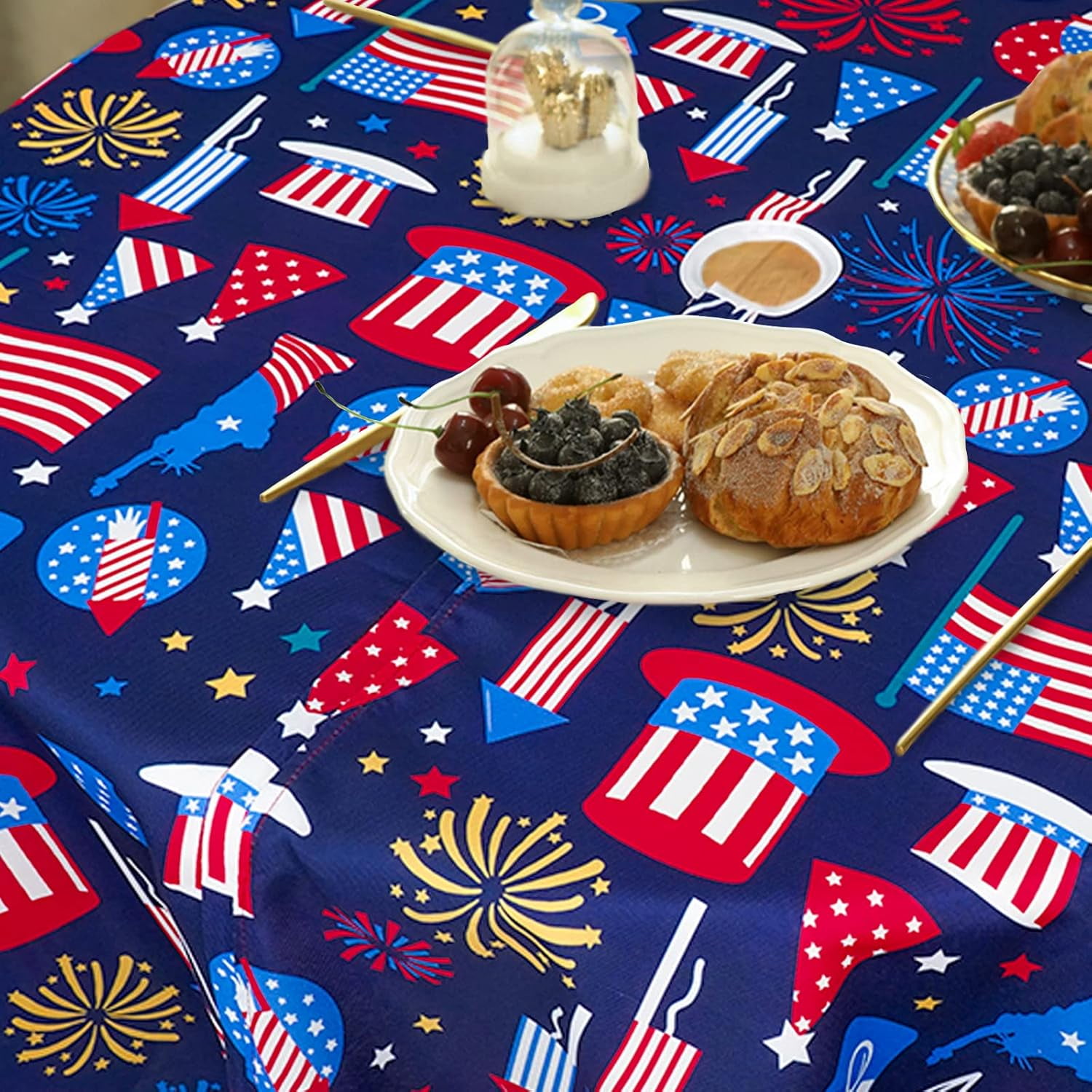 4th of July Tablecloth with Umbrella Hole 60x60 Patriotic Table Cloths ...