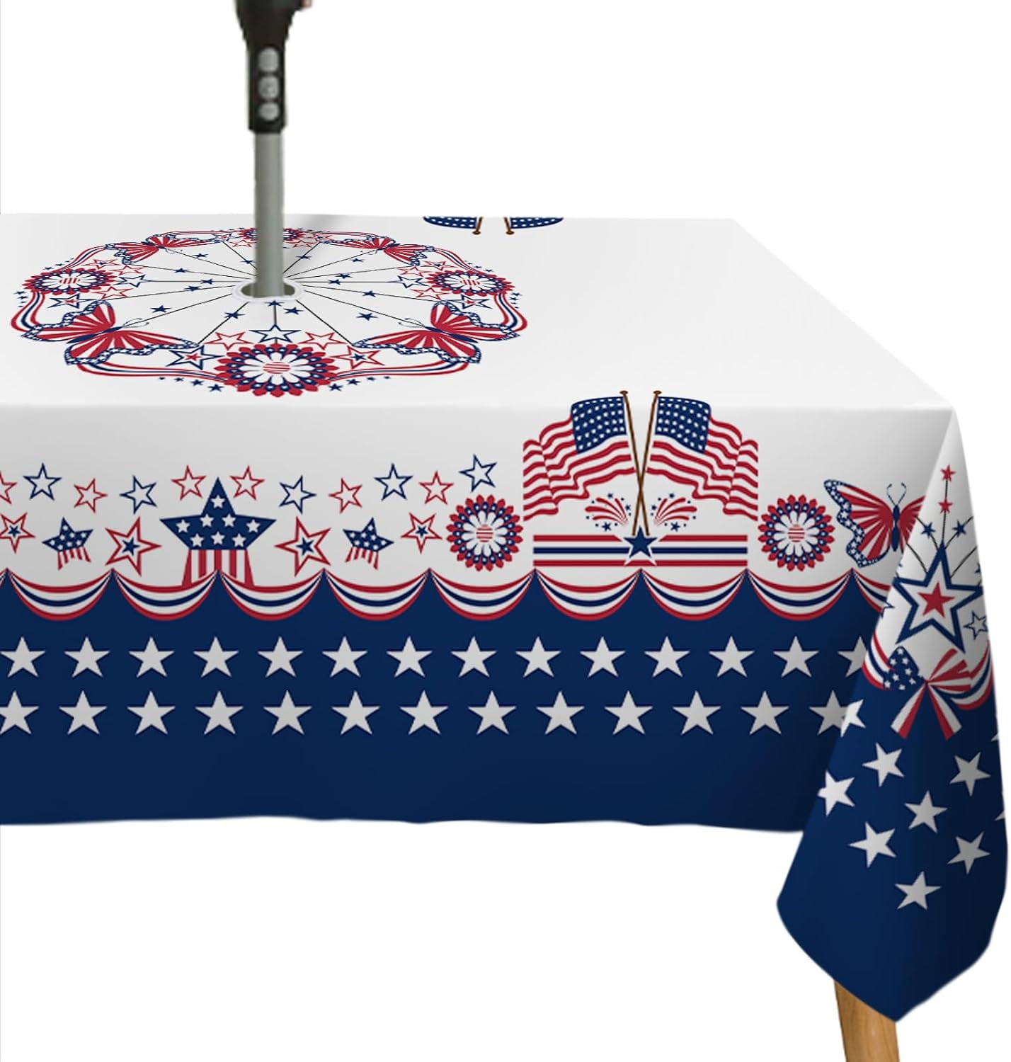 4th of July Tablecloth with Umbrella Hole 60x84 Patriotic Table Cloths ...