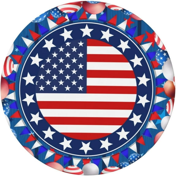 4th of July Tablecloths American Flag Round Tablecloth Fitted Elastic ...