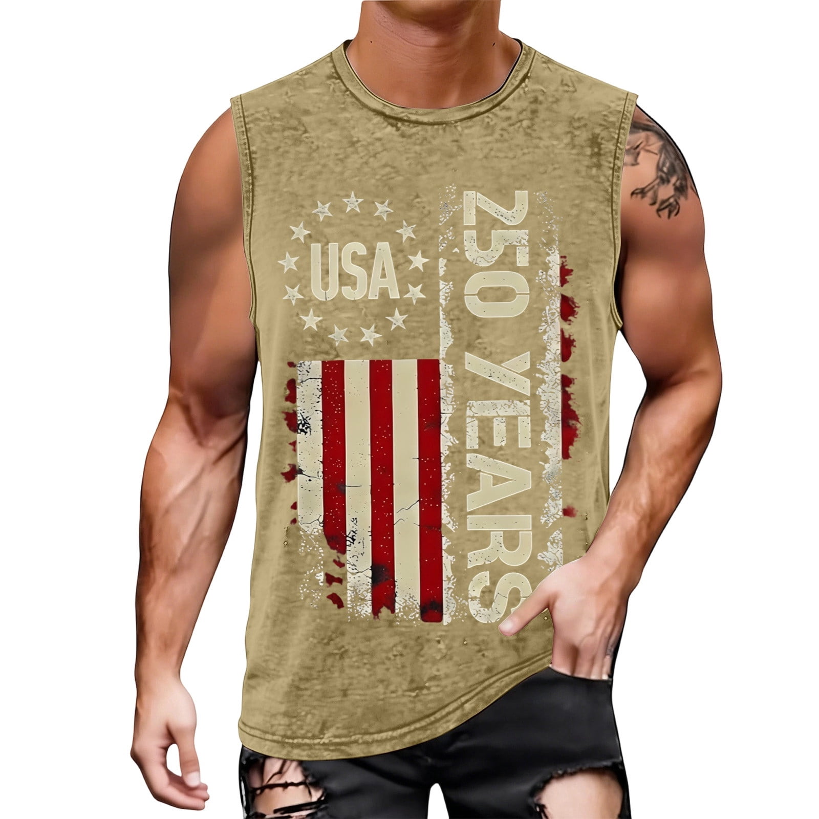 4th of July Tank Tops for Men's 250th Anniversary Patriotic Graphic ...
