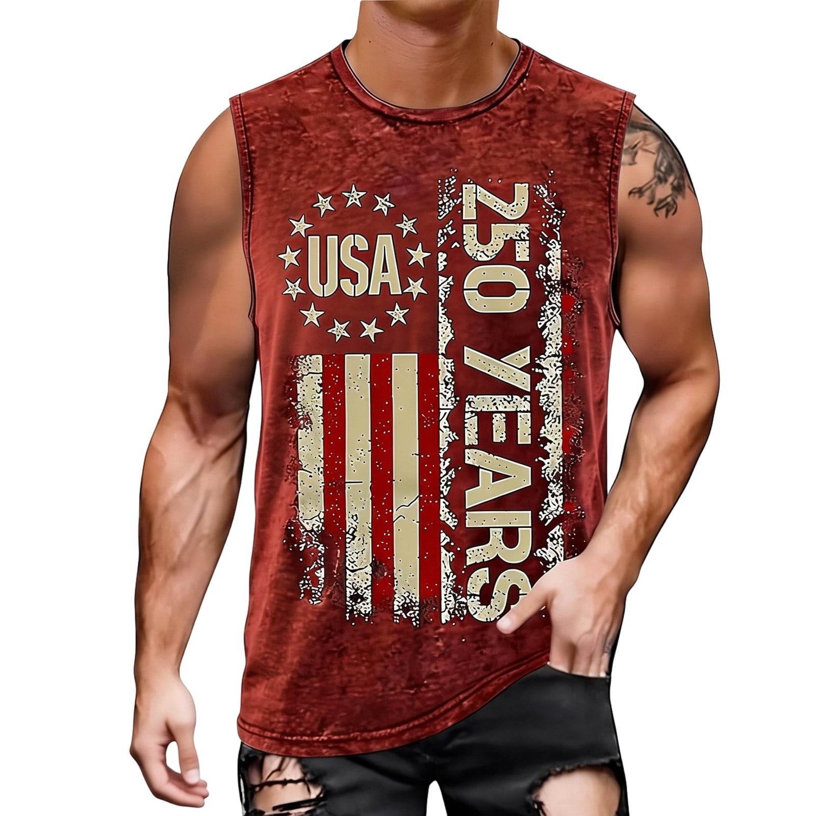 4th of July Tank Tops for Men's 250th Anniversary Patriotic Graphic ...