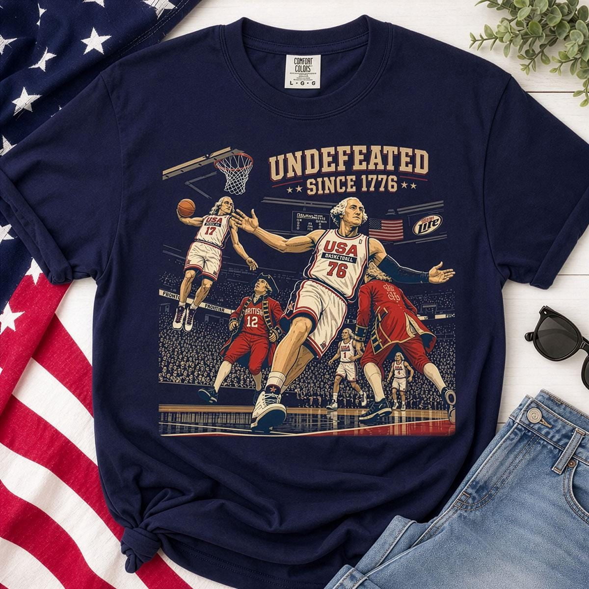 4th of July Tee Undefeated America Shirt Funny Founding Fathers T Shirt ...