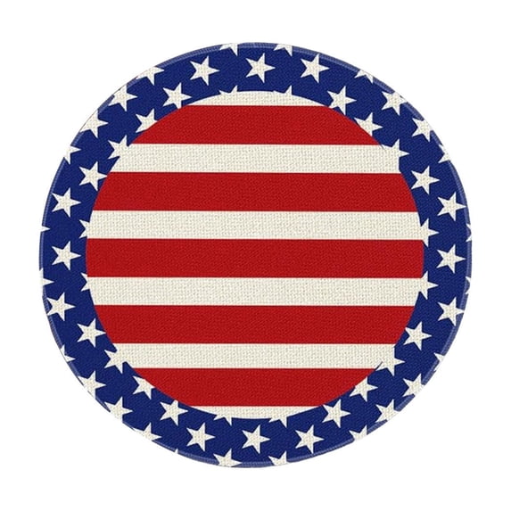 4th of July Themed Decorative Placemat, Patriotic Round Polyester Table ...