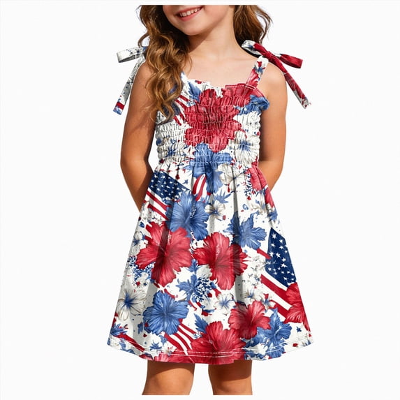 4th of July Todddler Girls Outfit Strars Stripes Spaghetti Strap Girl ...