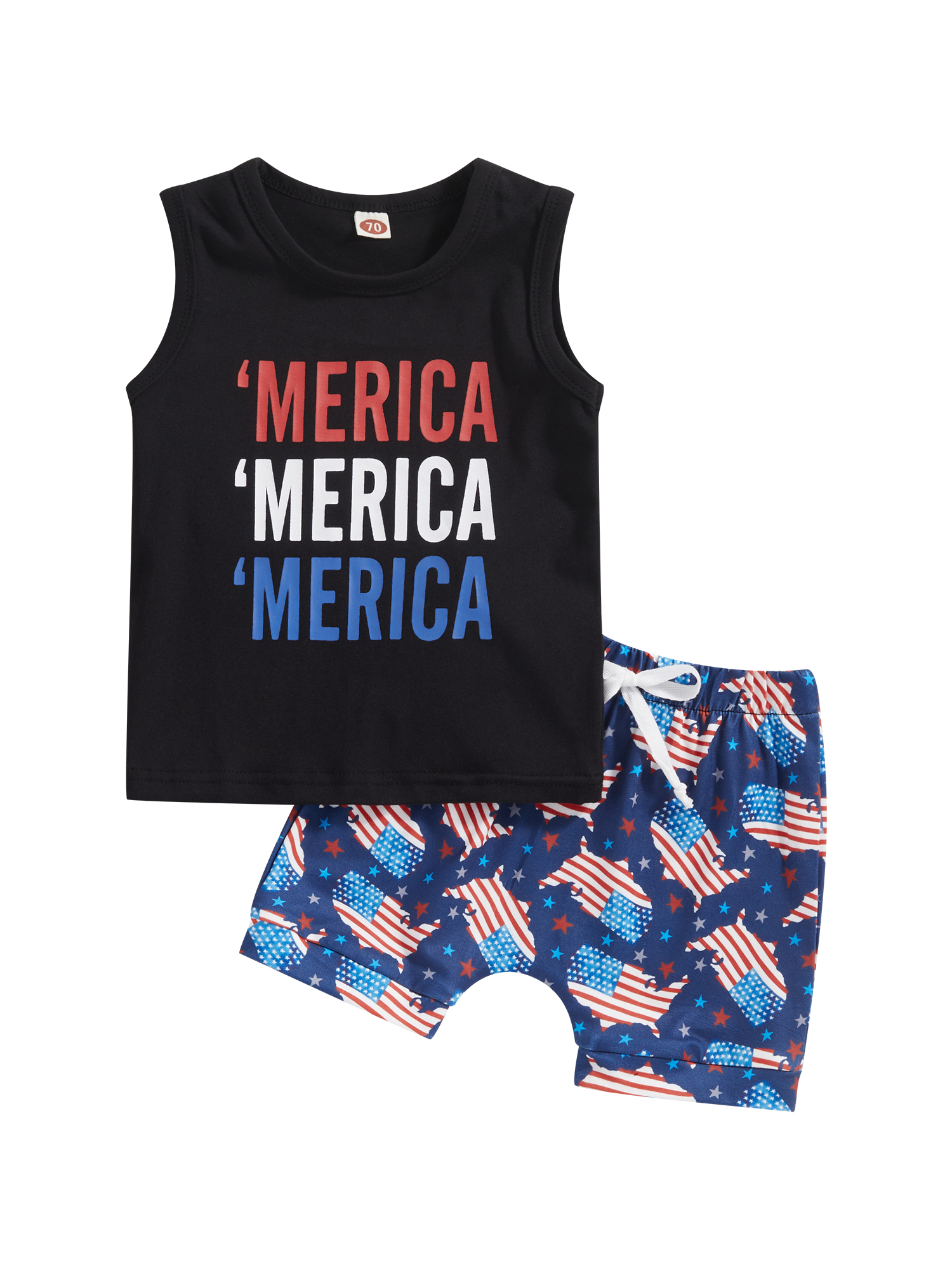 4th of July Toddler Baby Boys Clothes Merica Print Sleeveless Tank Tops ...