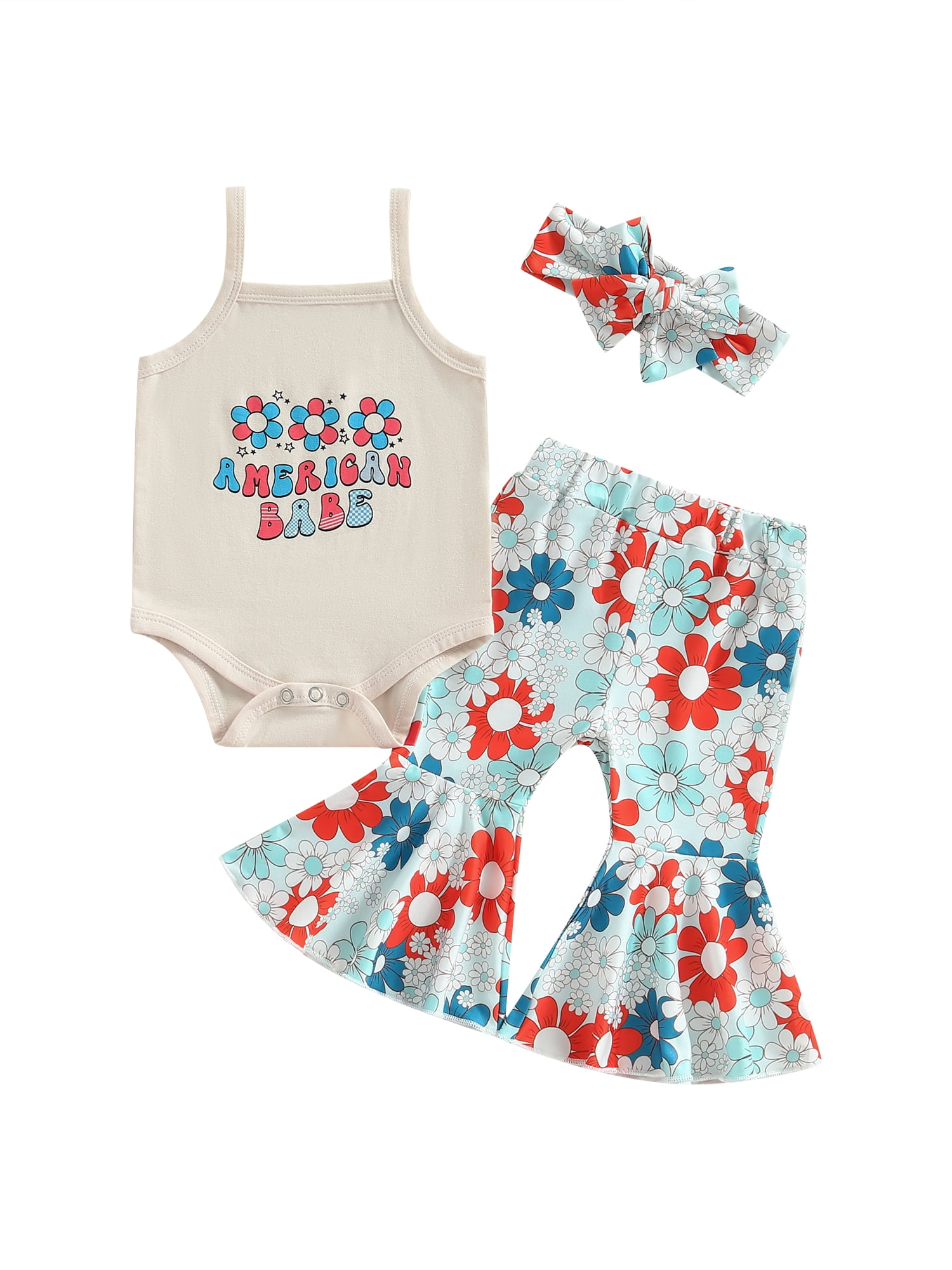 4th of July Toddler Baby Girl Bell Bottoms Outfits Sleeveless Cami ...