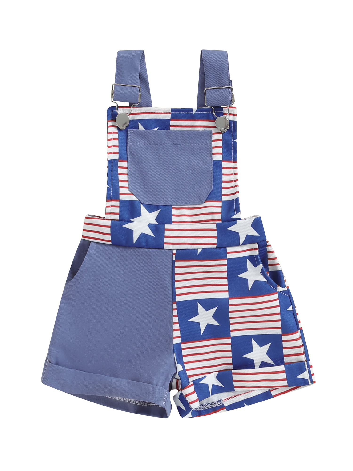 4th of July Toddler Baby Girl Boy One Piece Outfit American Flag Overalls Romper Sleeveless ...