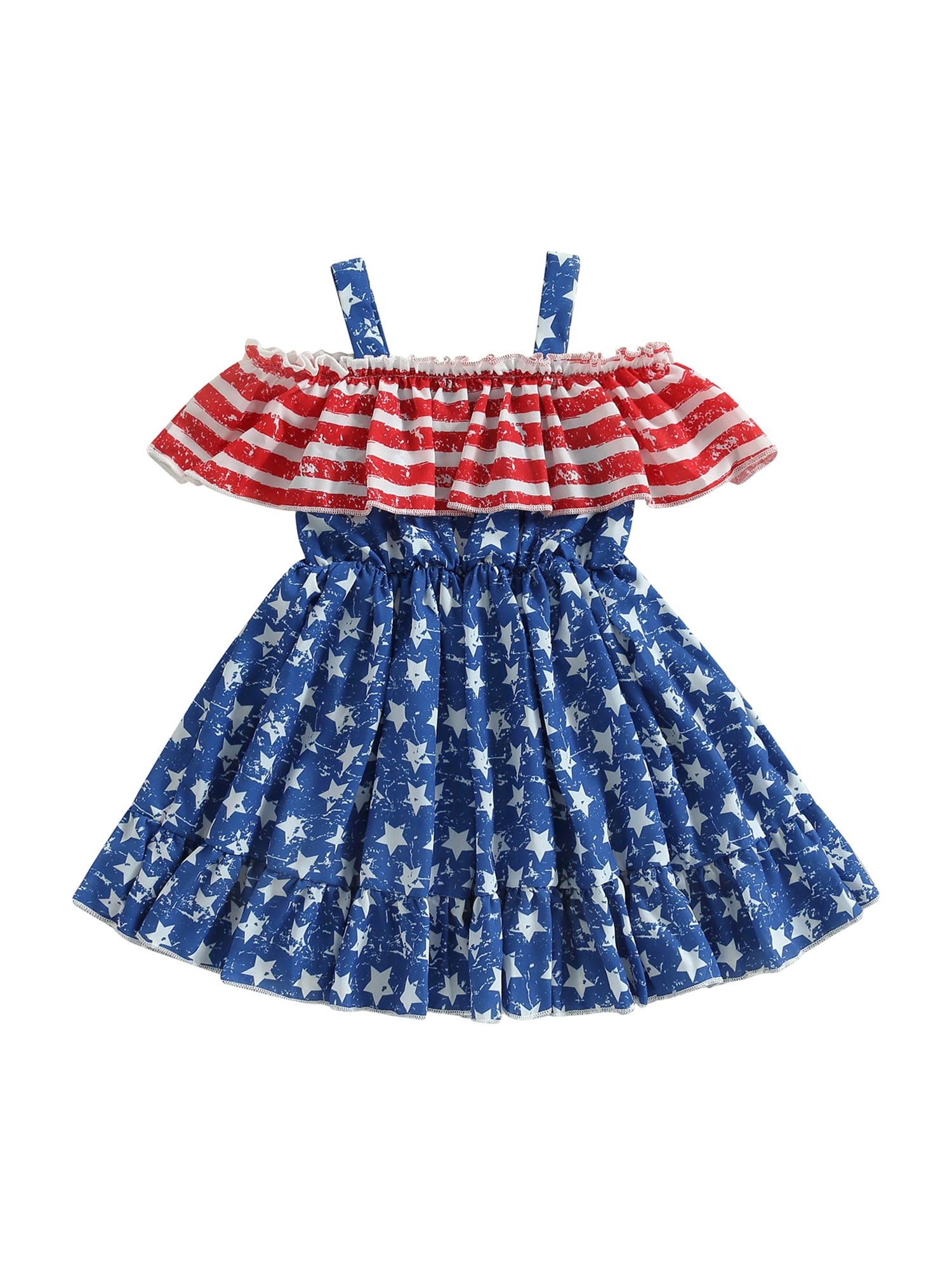 4th of July Toddler Baby Girl Outfit Star Stripe Sleeveless Sling Dress ...