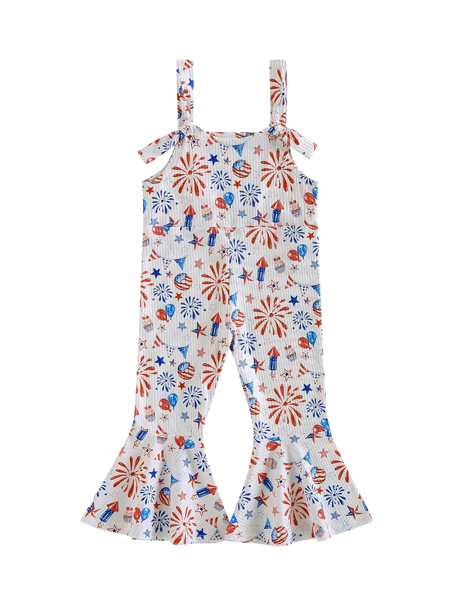 4th of July Toddler Baby Girl Sleeveless Jumpsuit Summer Bell Bottoms ...
