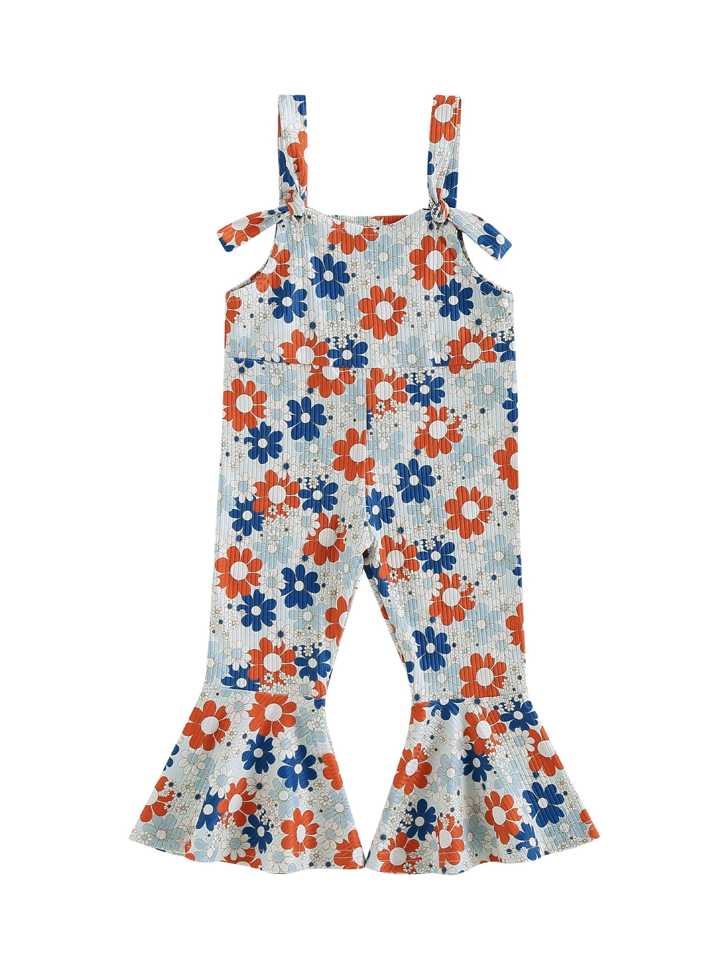 4th of July Toddler Baby Girl Sleeveless Jumpsuit Summer Bell Bottoms Rompers Flared Pants ...