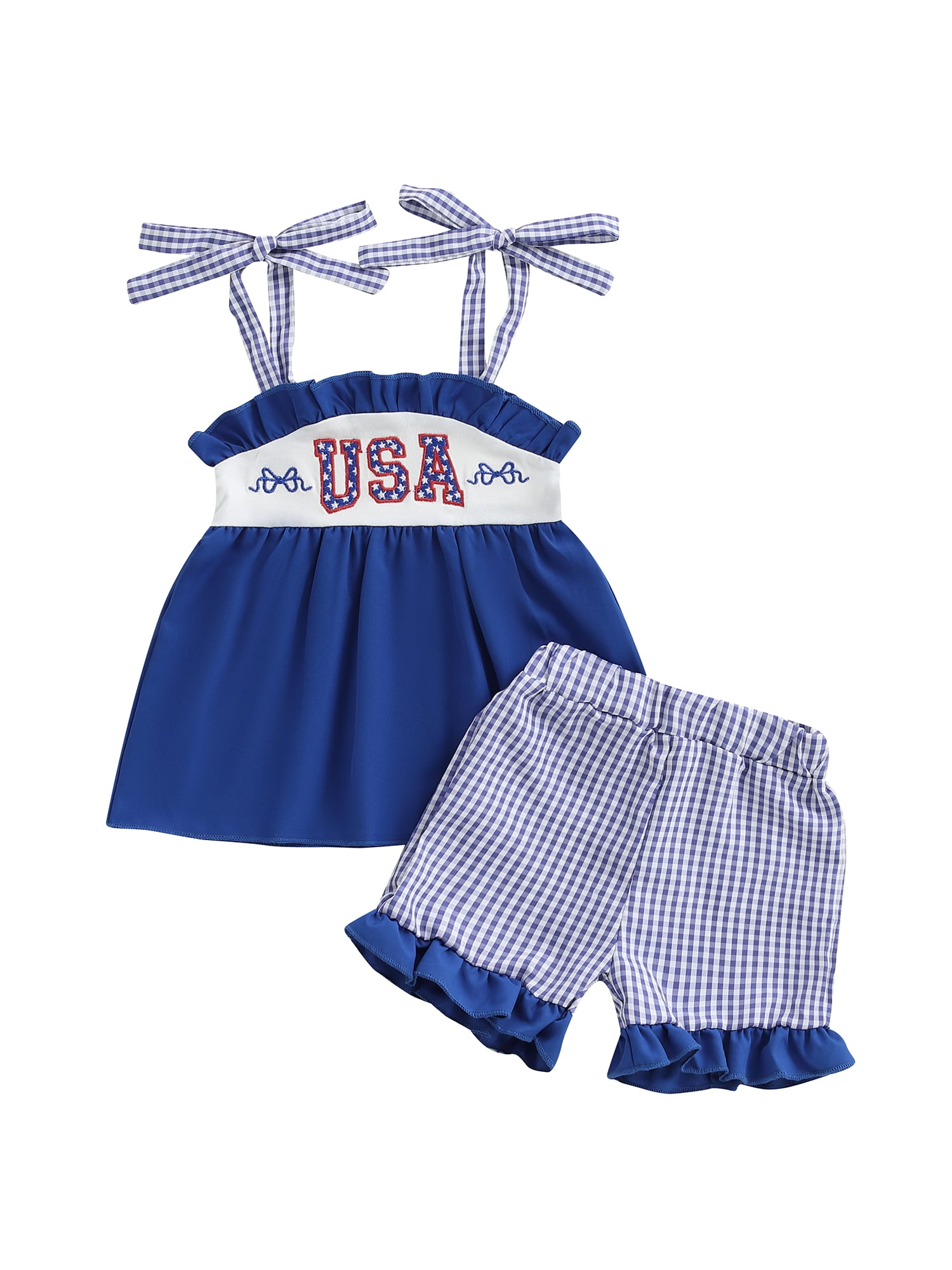 4th of July Toddler Baby Girls Summer Outfits American Star Strap ...
