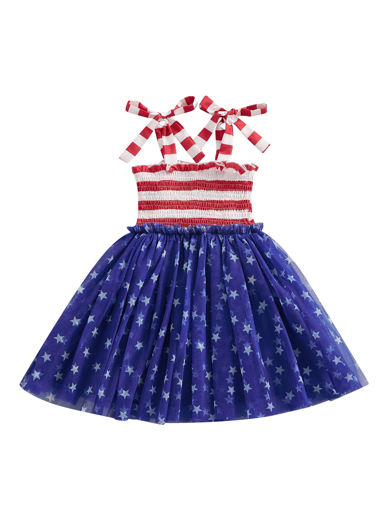 4th of July Toddler Baby Kids Girls Outfit Summer Sling Star Stripes Tulle Tutu Dress American ...