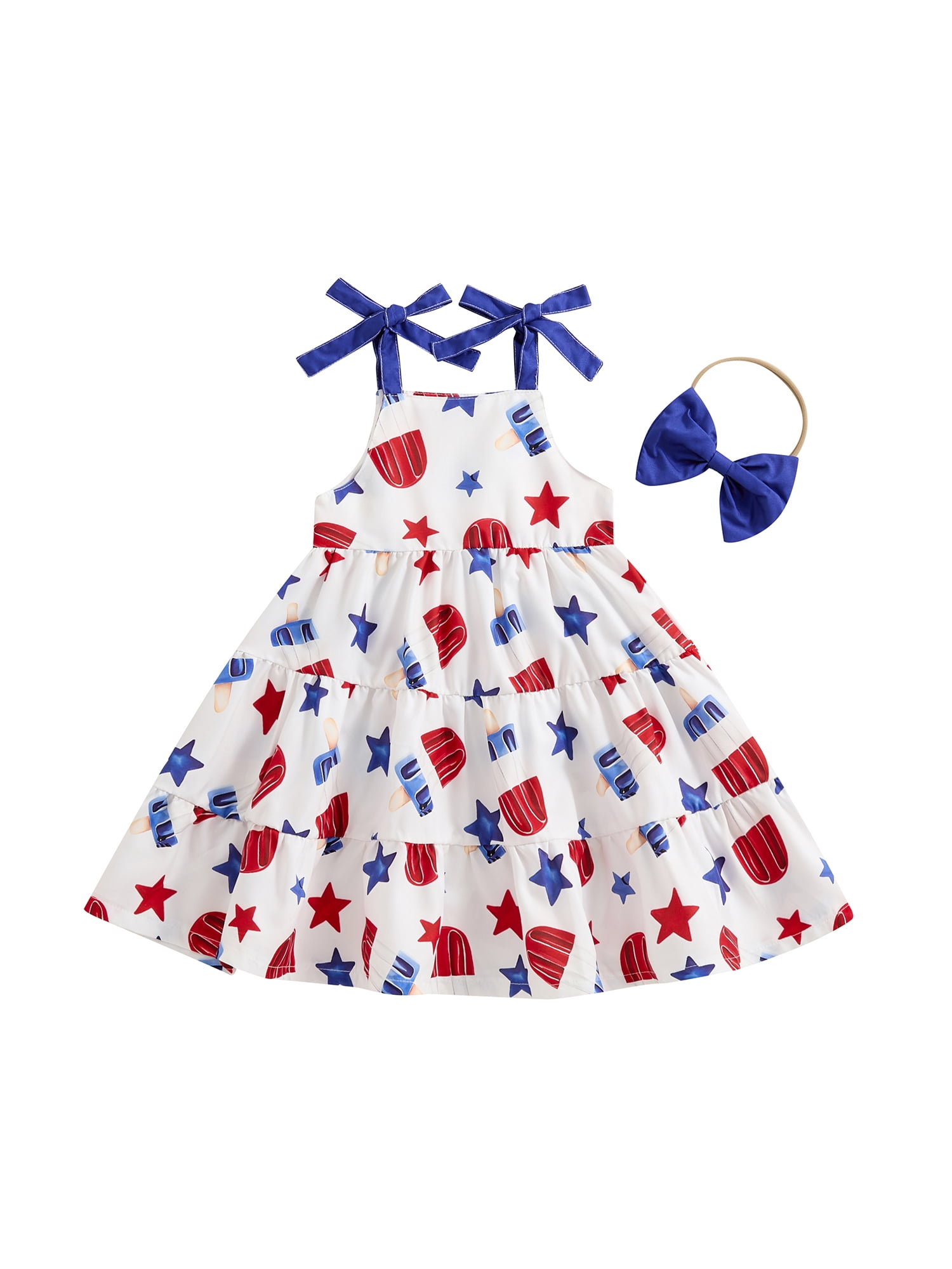 4th of July Toddler Little Girl Outfit Fourth of July Red White and Blue Dress American Flag ...