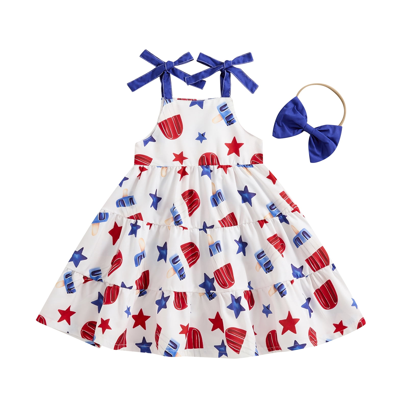 4th of July Toddler Little Girl Outfit Fourth of July Red White and Blue Dress American Flag ...