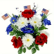 TOPRenddon Red White Blue Artificial Flowers, 12 Inch Patriotic ...