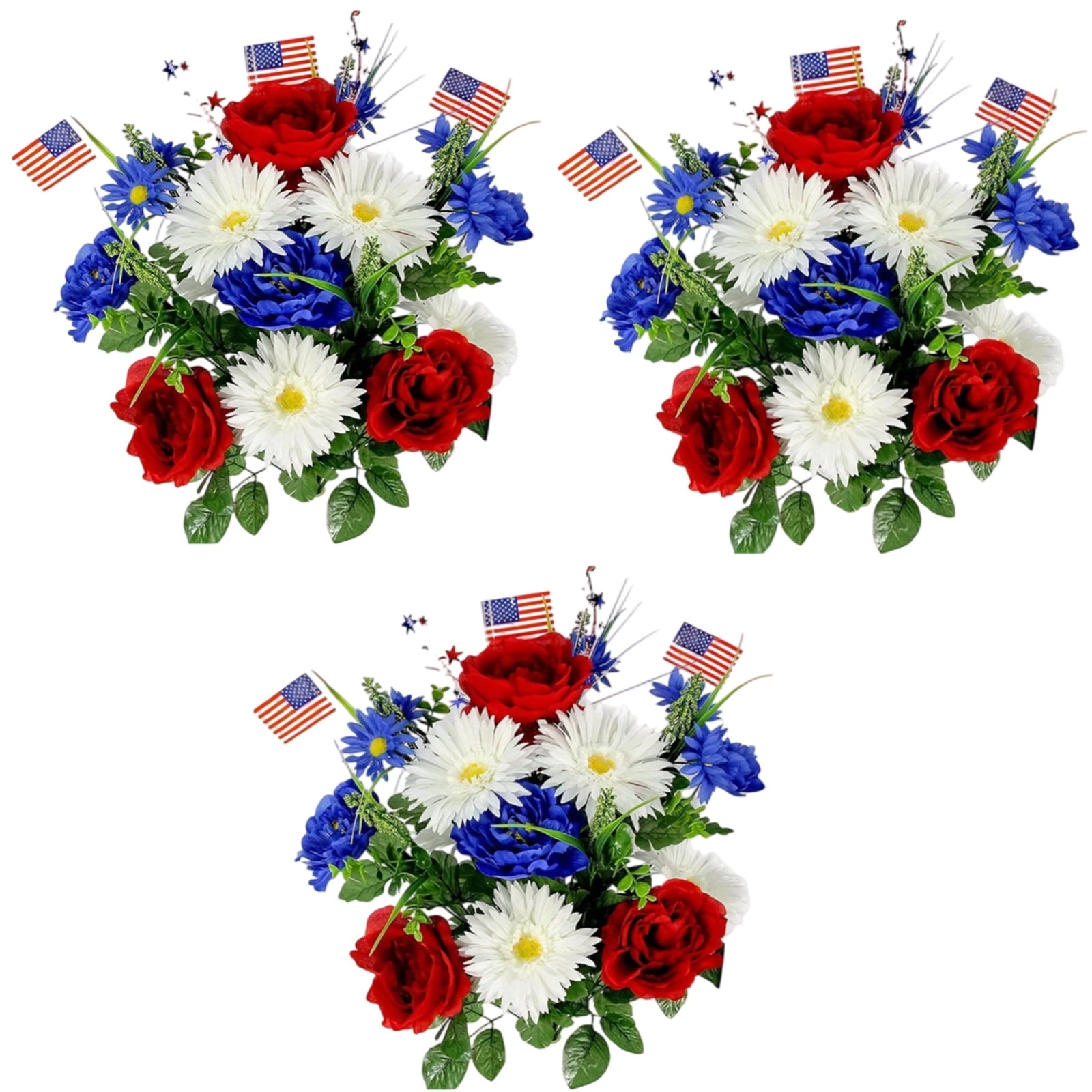 4th of July Tree Decorations Red White Blue Artificial Flowers ...