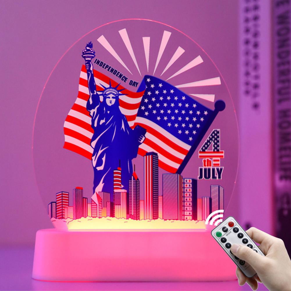 4th of July USA Acrylic LED Decor Light, Patriotic Table Night Lamp for ...