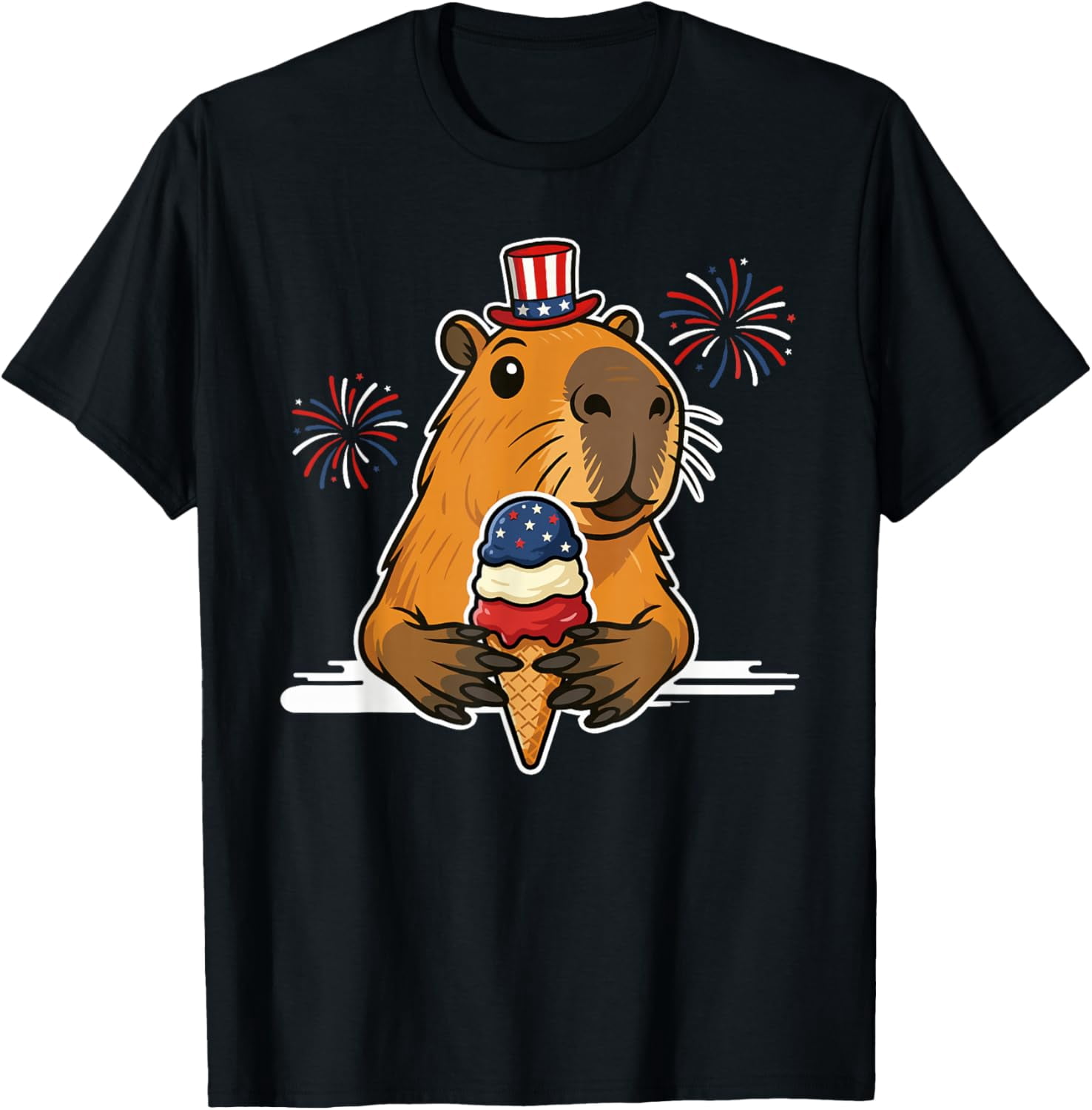 4th of July USA Capybara Independence Day Funny Patriotic T-Shirt ...